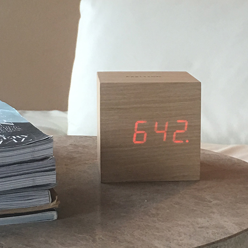 Cube elmwood alarm clock - Iconic NZ Design; Art & Objects; Lighting ...
